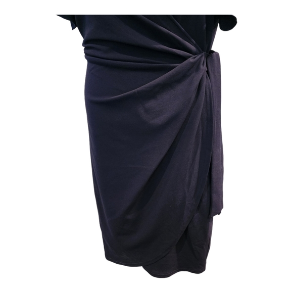 Oten | Dresses | Nwt Oten Navy Deep V Neck Ruffle Sleeve Sheath Faux ...